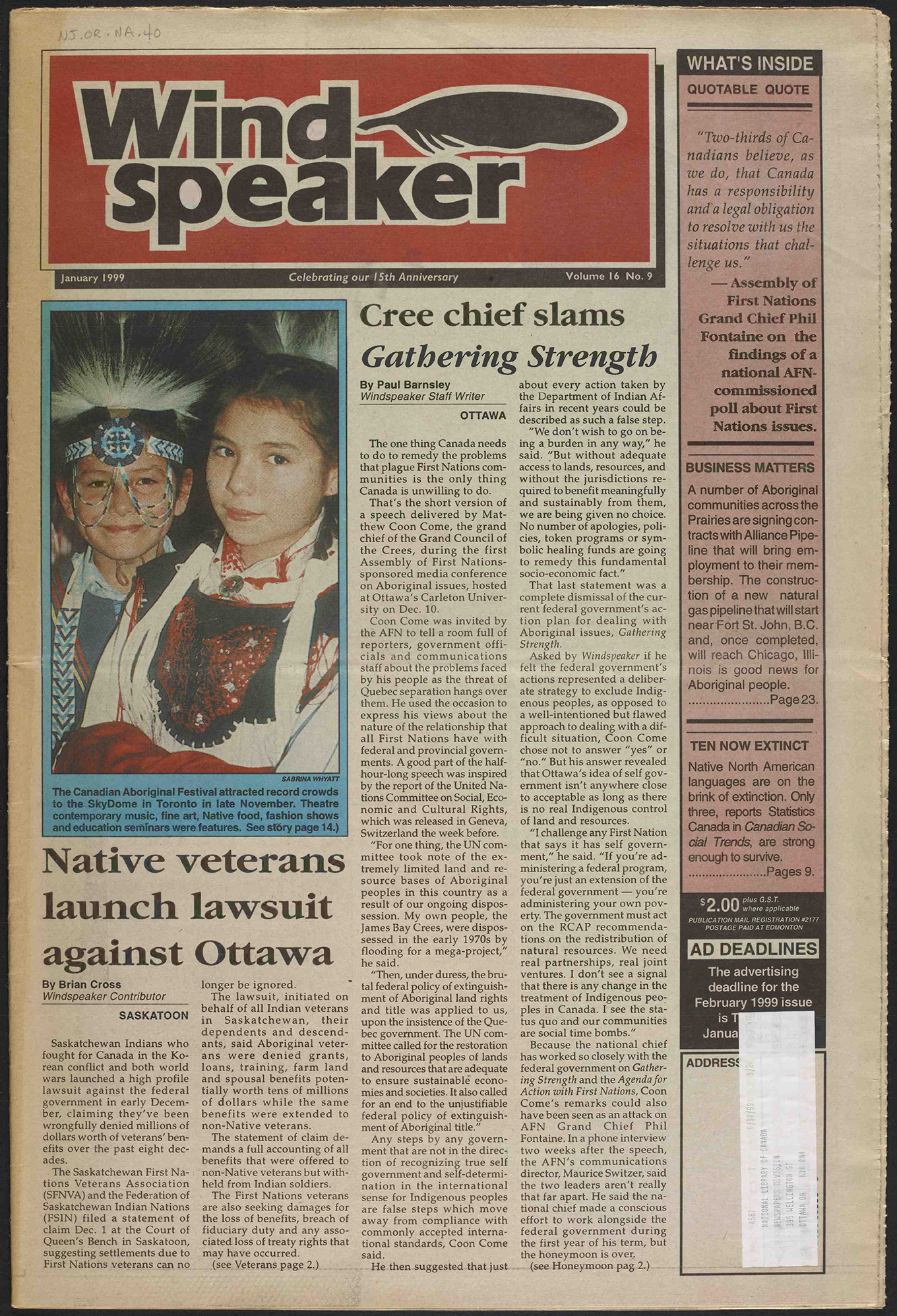 Windspeaker January 1999 - Windspeaker.com